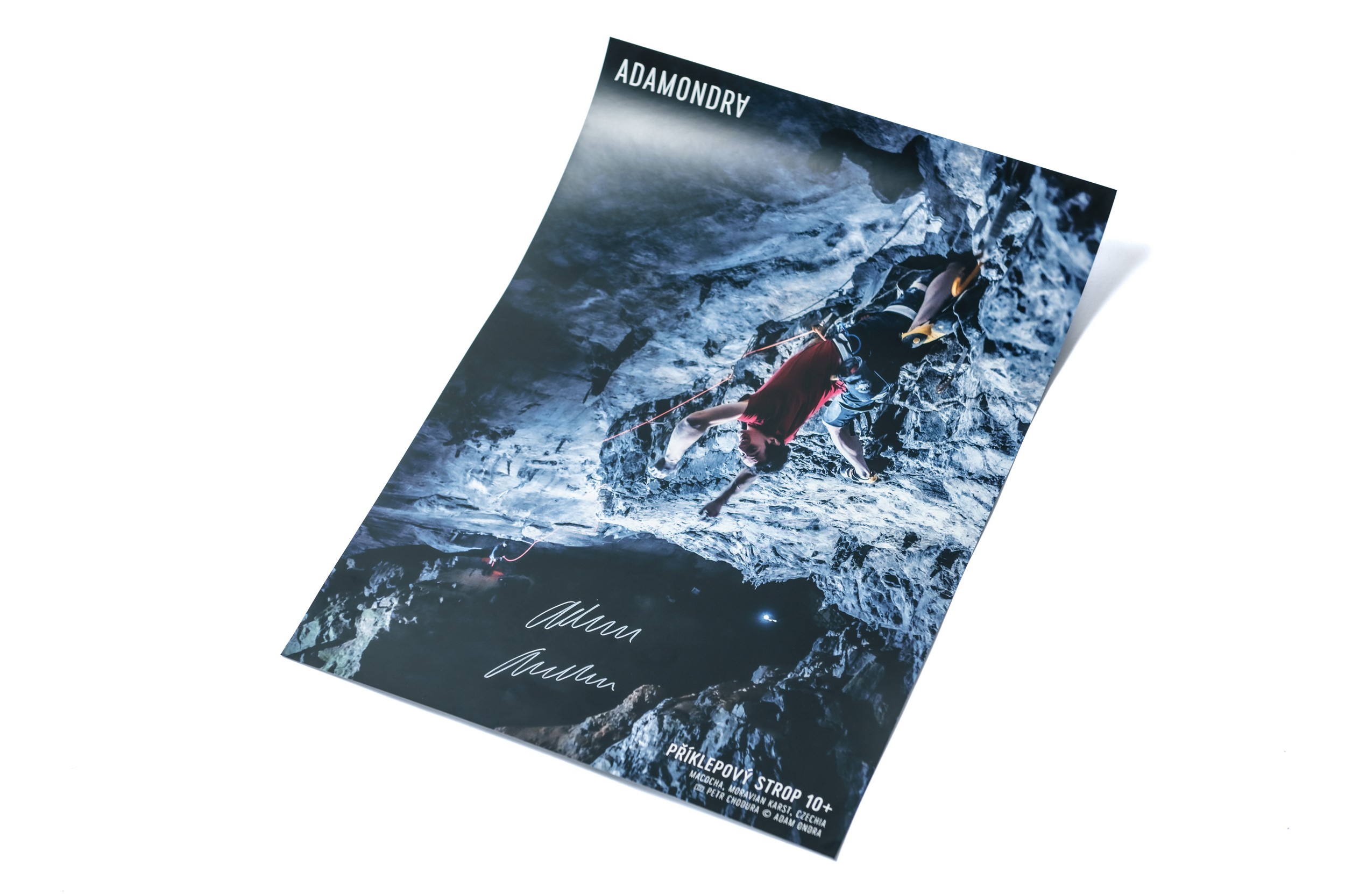 Get a big A2 poster capturing Adam' Ondra's underground big wall climb